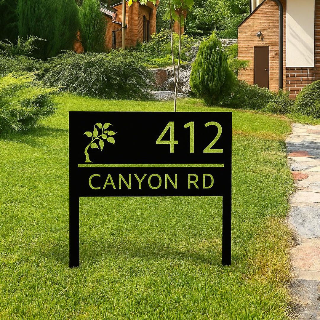 Personalized House Number Metal Sign | Custom Modern Address Plaque ...