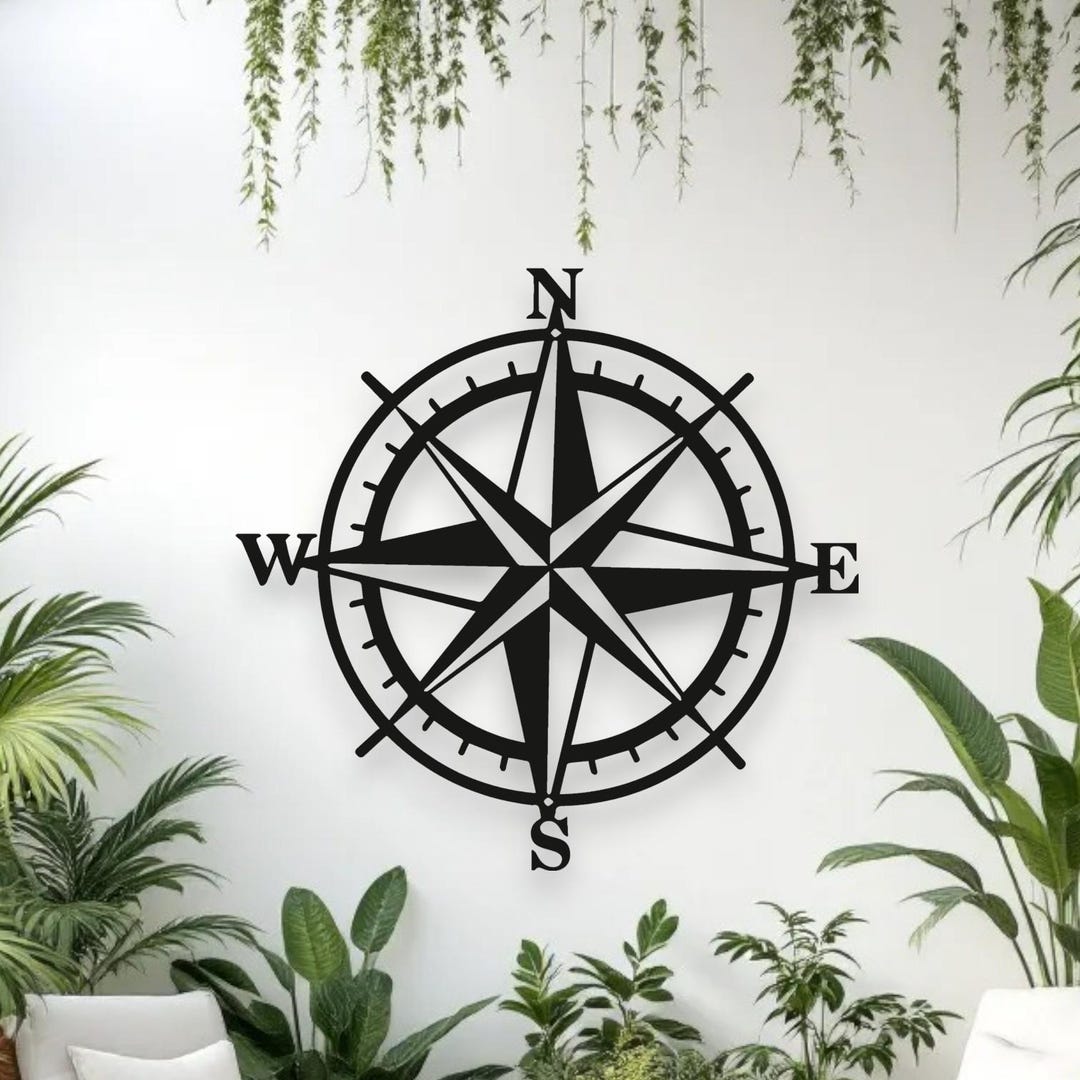 Nautical Compass Metal Wall Art | Coastal Compass Decor | Beach House ...
