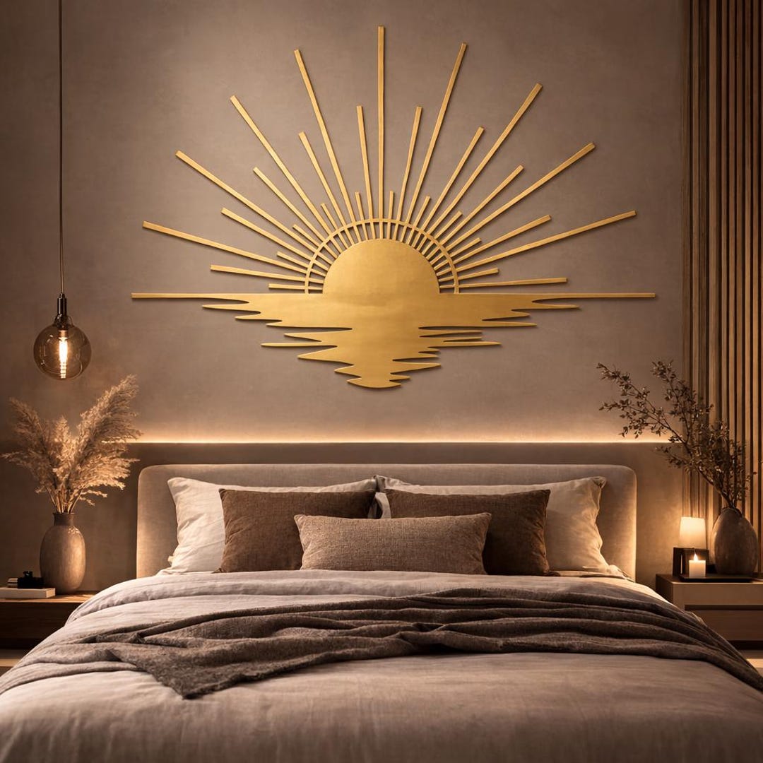 Gold Sun Sparkle Metal Wall Art, Sunset Wall Decor, Sunshine Metal Gift ...