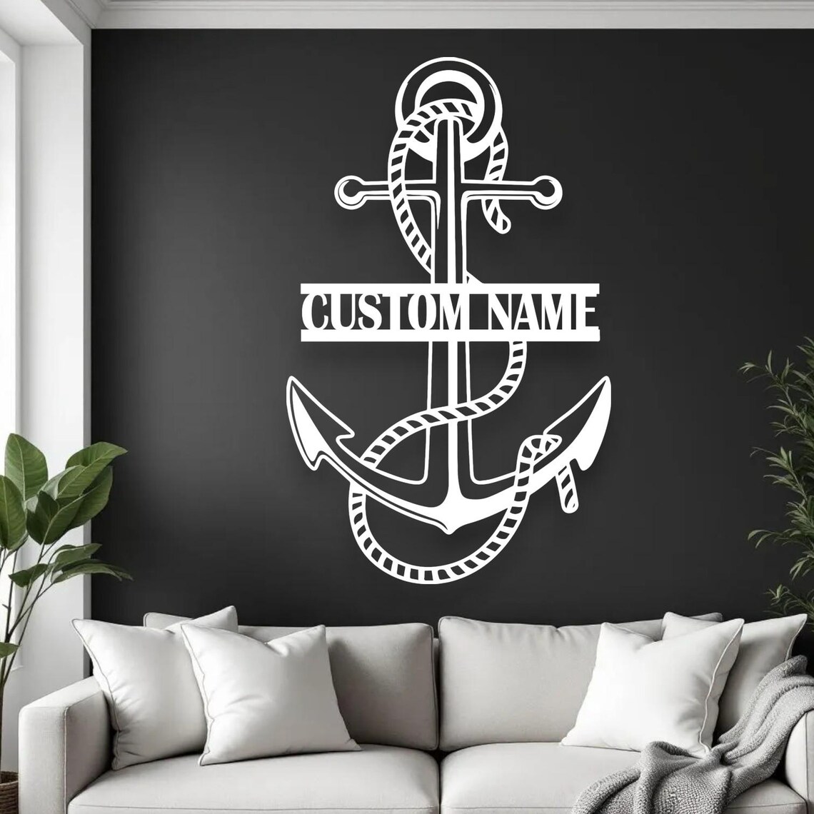 Personalized Anchor Metal Wall Art | Custom Nautical Name Sign | Sea ...