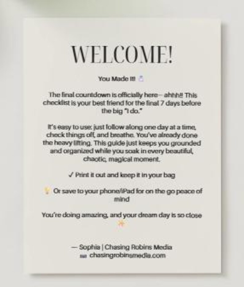 Week-of Wedding Checklist | Printable Bride Organizer | Wedding ...