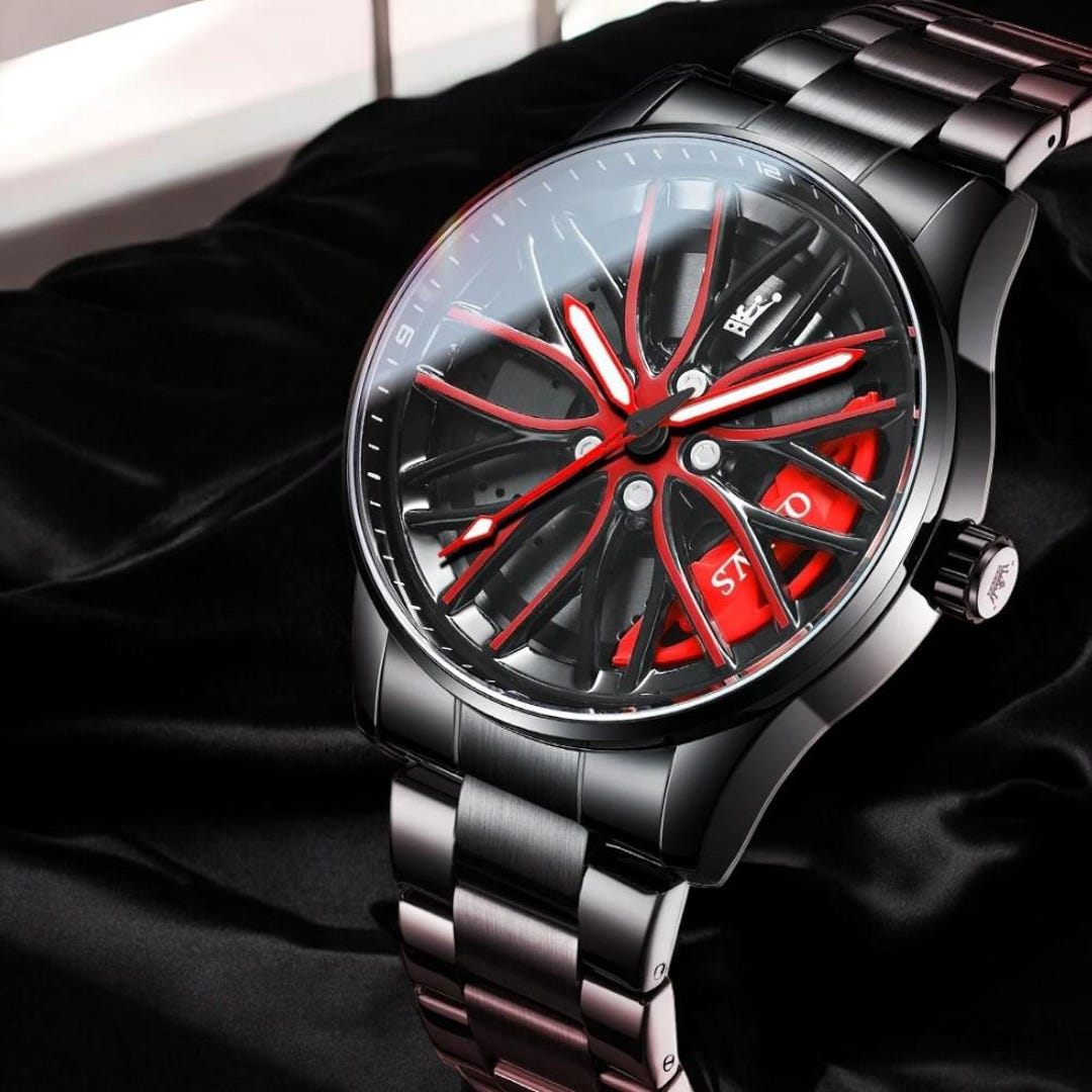 Watch for Men – 360 Rotary Dial Sport Car Rim Spinning Wheel Hub ...