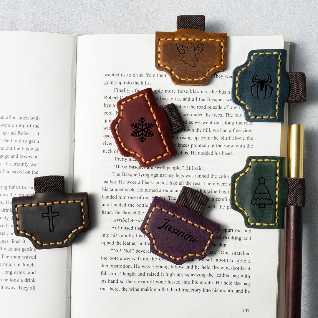 Personalized Magnetic Bookmark, Engraved Leather Book Mark With Pen ...