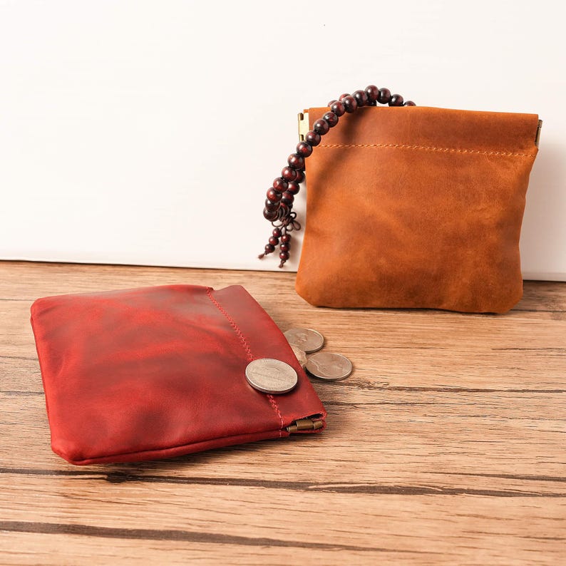 Customize Birth Flower Change Purse, Personalized Leather Rosary Pouch ...