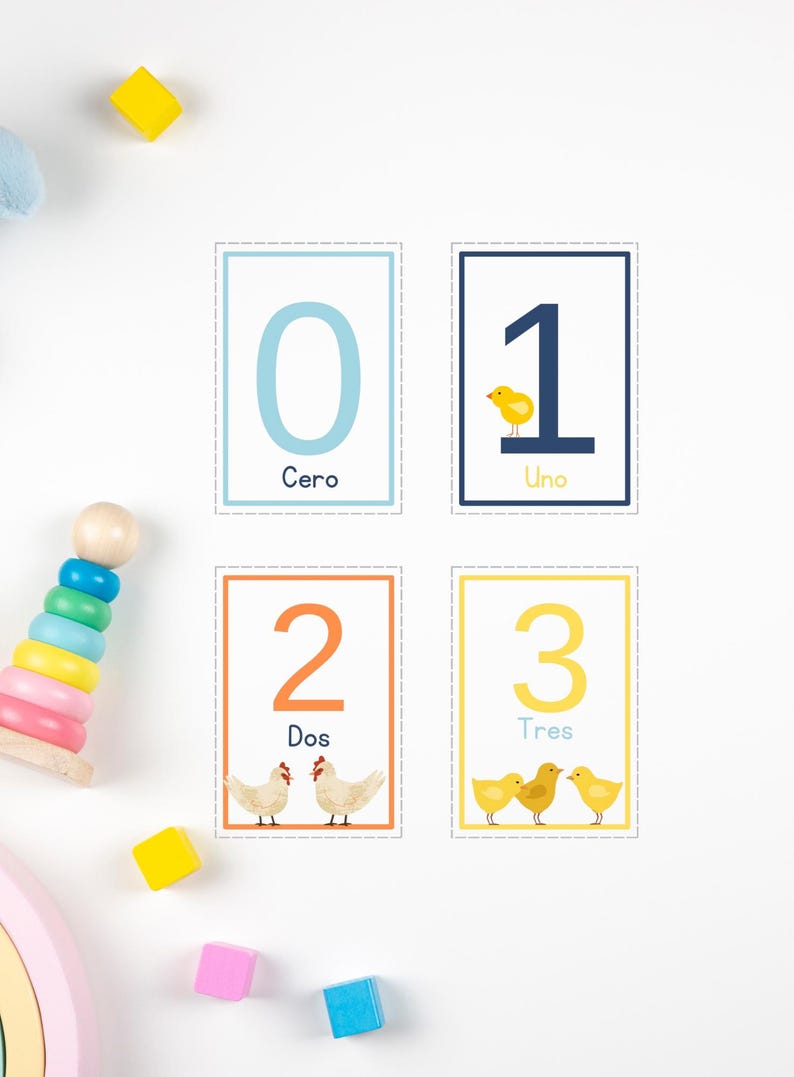 Spanish Numbers Flashcards | Printable PDF | 0-7 Animal Counting Cards ...
