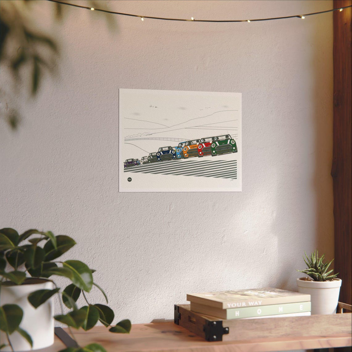 Poster, Fun Colorful Mini Auto Racing 3, Wall Art, Textured Watercolor ...
