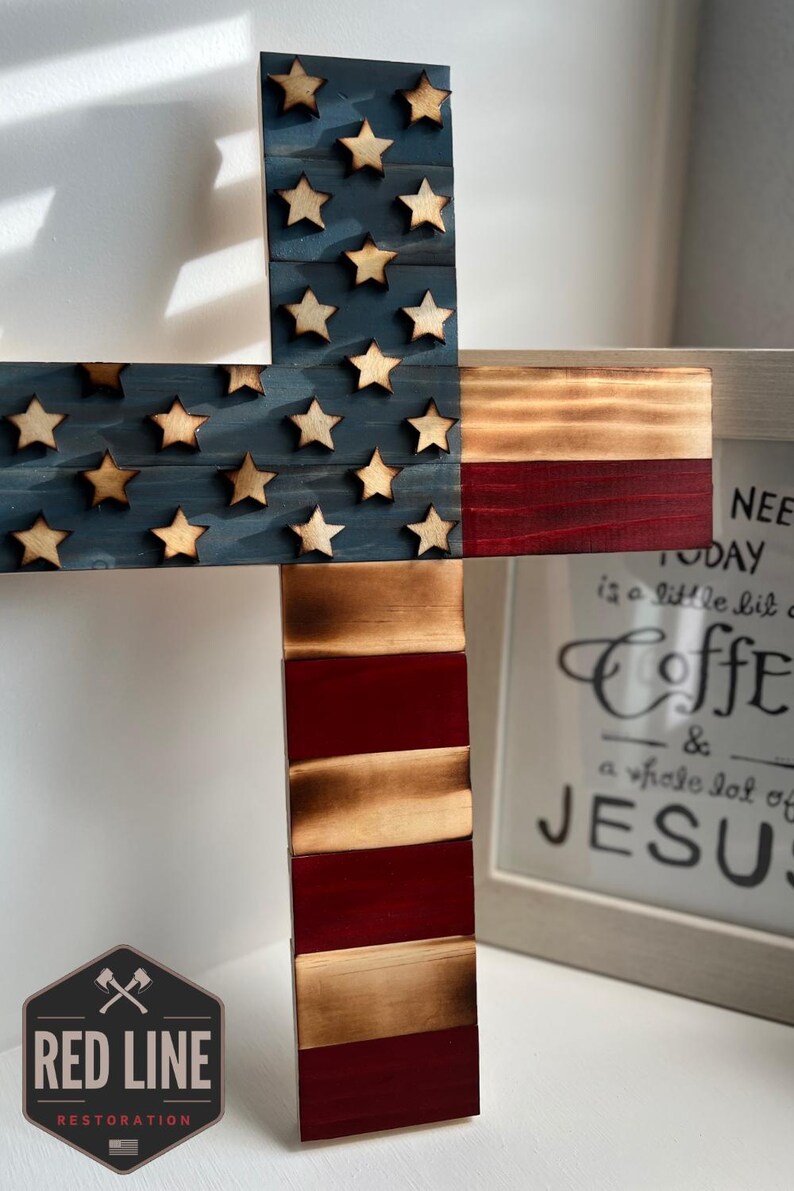 Wood American Flag Cross, Wood Decor, Patriotic Cross, Rustic Cross ...