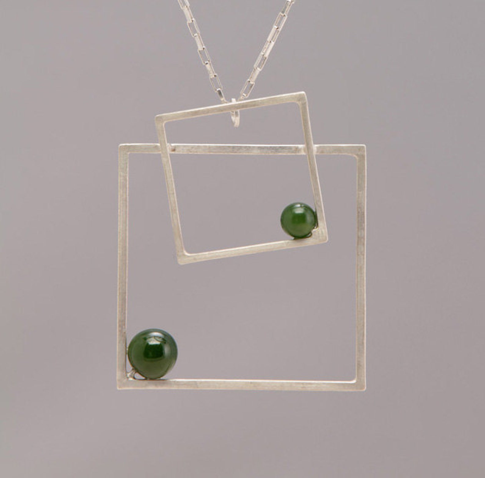 Square/square Floating Shape Pendant With Jade - Etsy