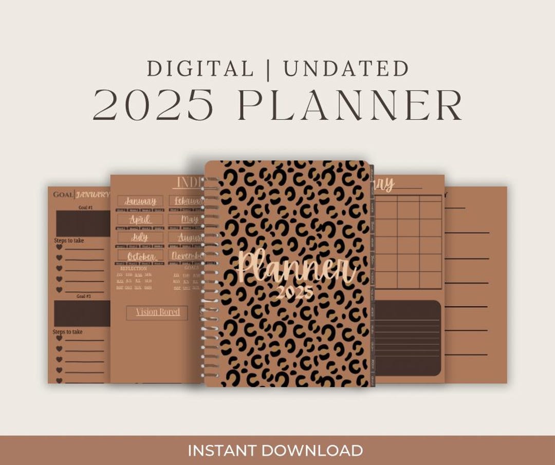 Girly Digital Planners| CHEETAH Print| Undated| Daily| 2025 iPad ...