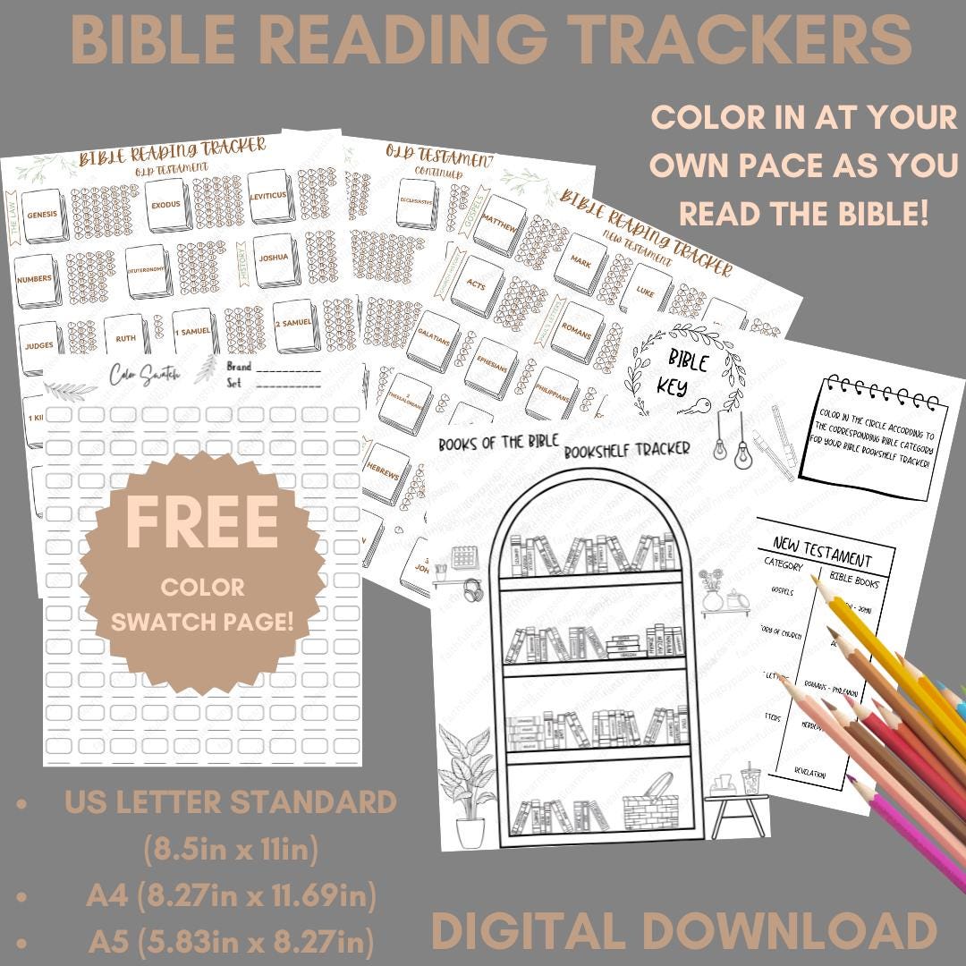 Bible Reading Tracker, Books of the Bible Tracker, Bible Bookshelf ...