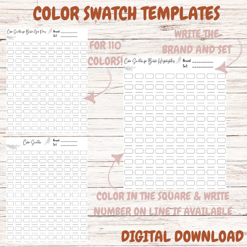 Color Swatch, Printable Color Swatch Chart, Color Swatch Chart Sheet ...