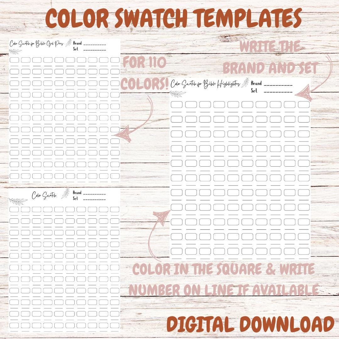Color Swatch, Printable Color Swatch Chart, Color Swatch Chart Sheet ...