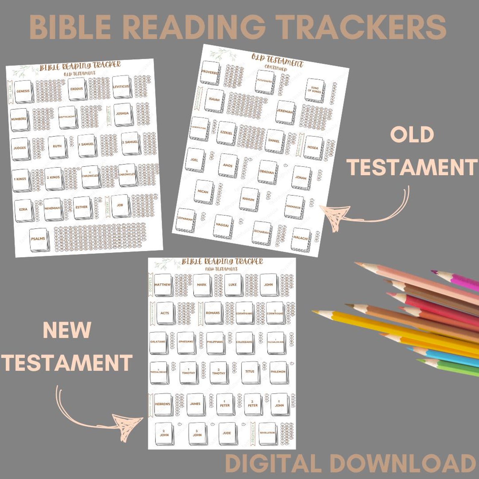 Bible Reading Tracker, Books of the Bible Tracker, Bible Bookshelf ...