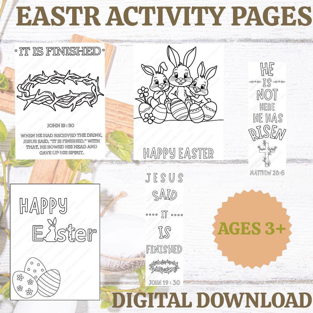 Easter Activity for Kids, Easter Coloring Pages, Digital Coloring Pages ...