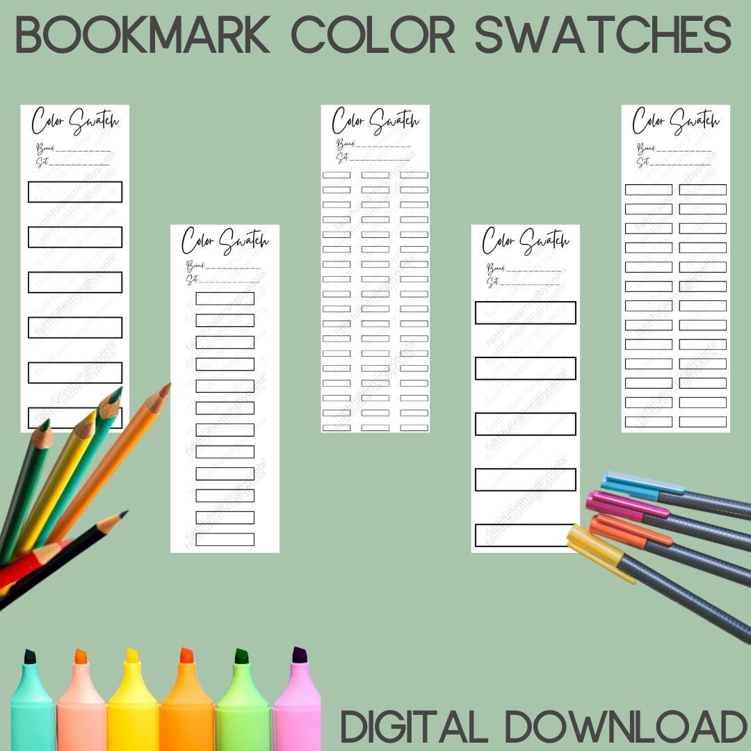 Bookmark Color Swatches, Color Swatch, Digital Color Swatches, Color ...
