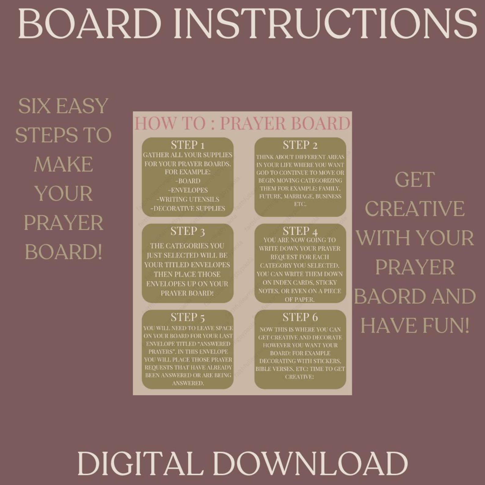 Prayer Board Guide, How to Prayer Board, Christian DIY Project, Digital ...