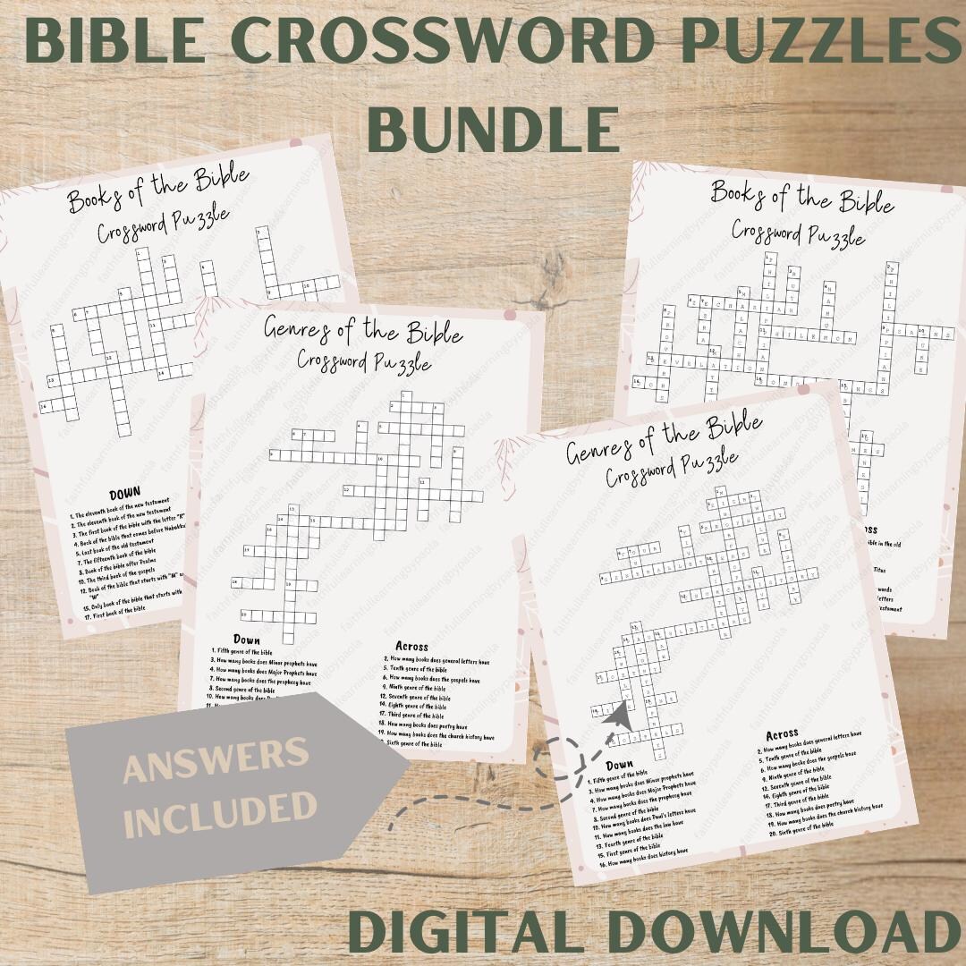 Bible Crossword Puzzles Bundle, Digital Crossword Puzzles, Crossword ...