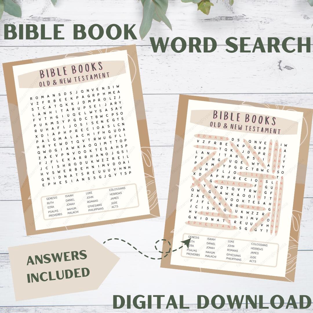 Bible Books Word Search, Digital Bible Word Search, Bible Activities ...