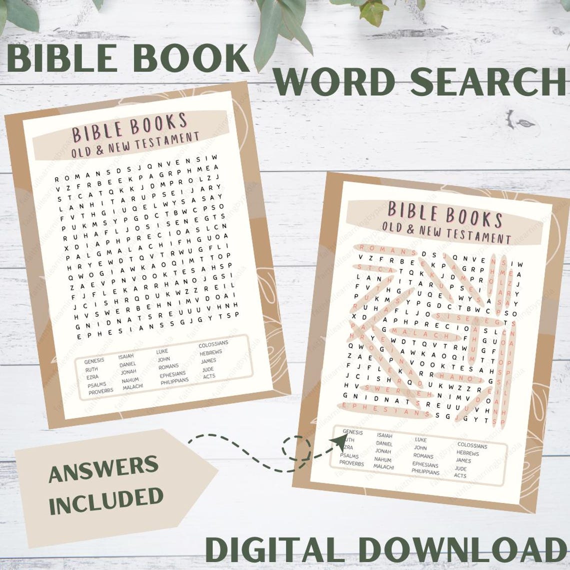 Bible Books Word Search, Digital Bible Word Search, Bible Activities ...