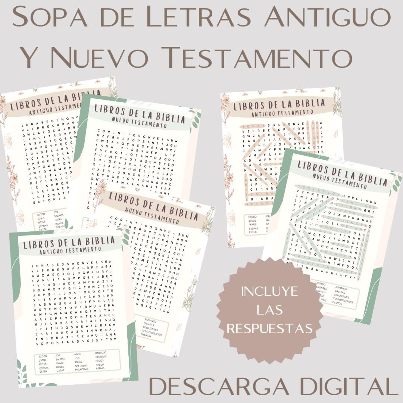 Sopa De Letras Edición Libros De La Biblia, Actividades Para Mujeres ...
