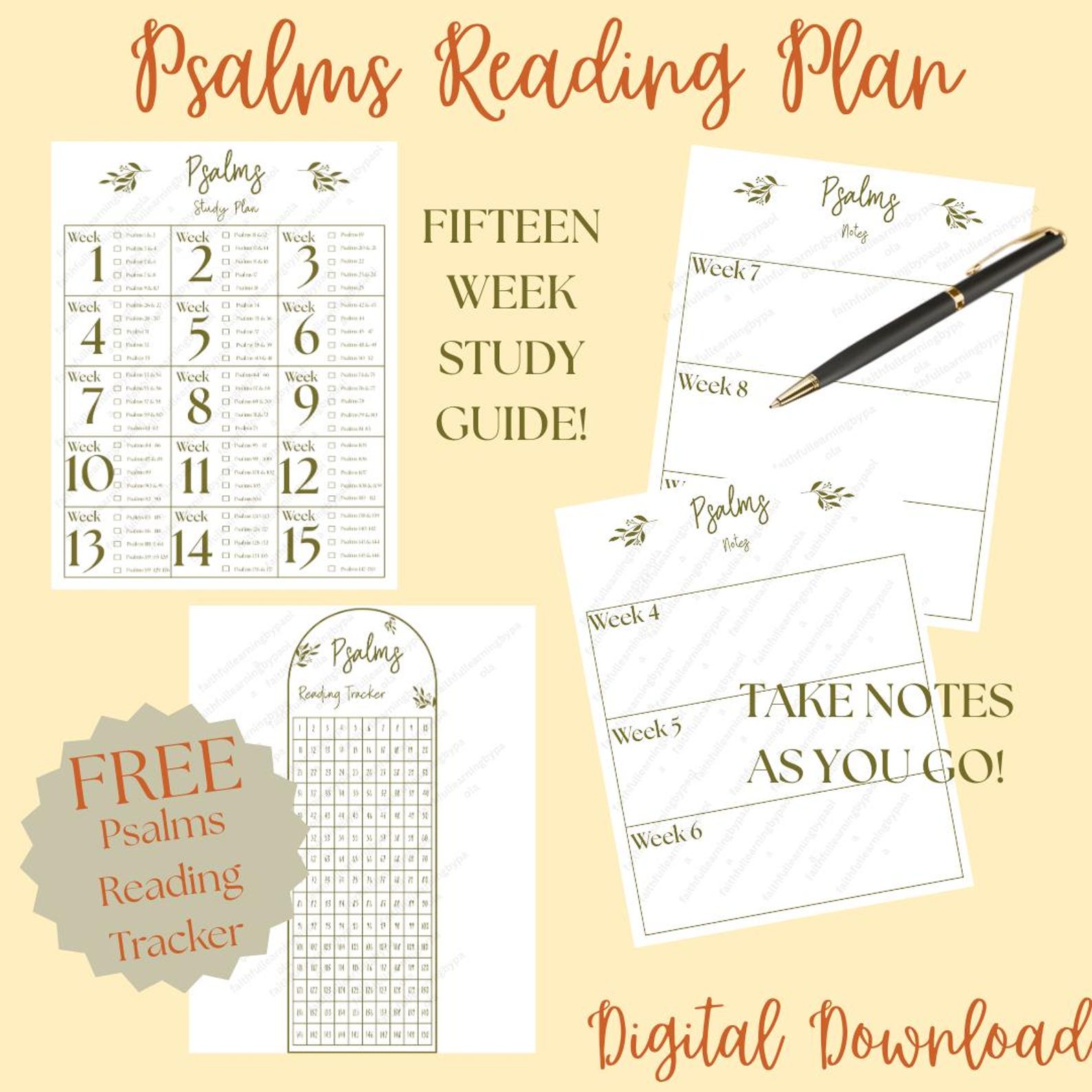 Psalms Reading Plan, Bible Reading Plan, Bible Study Guide, Printable ...