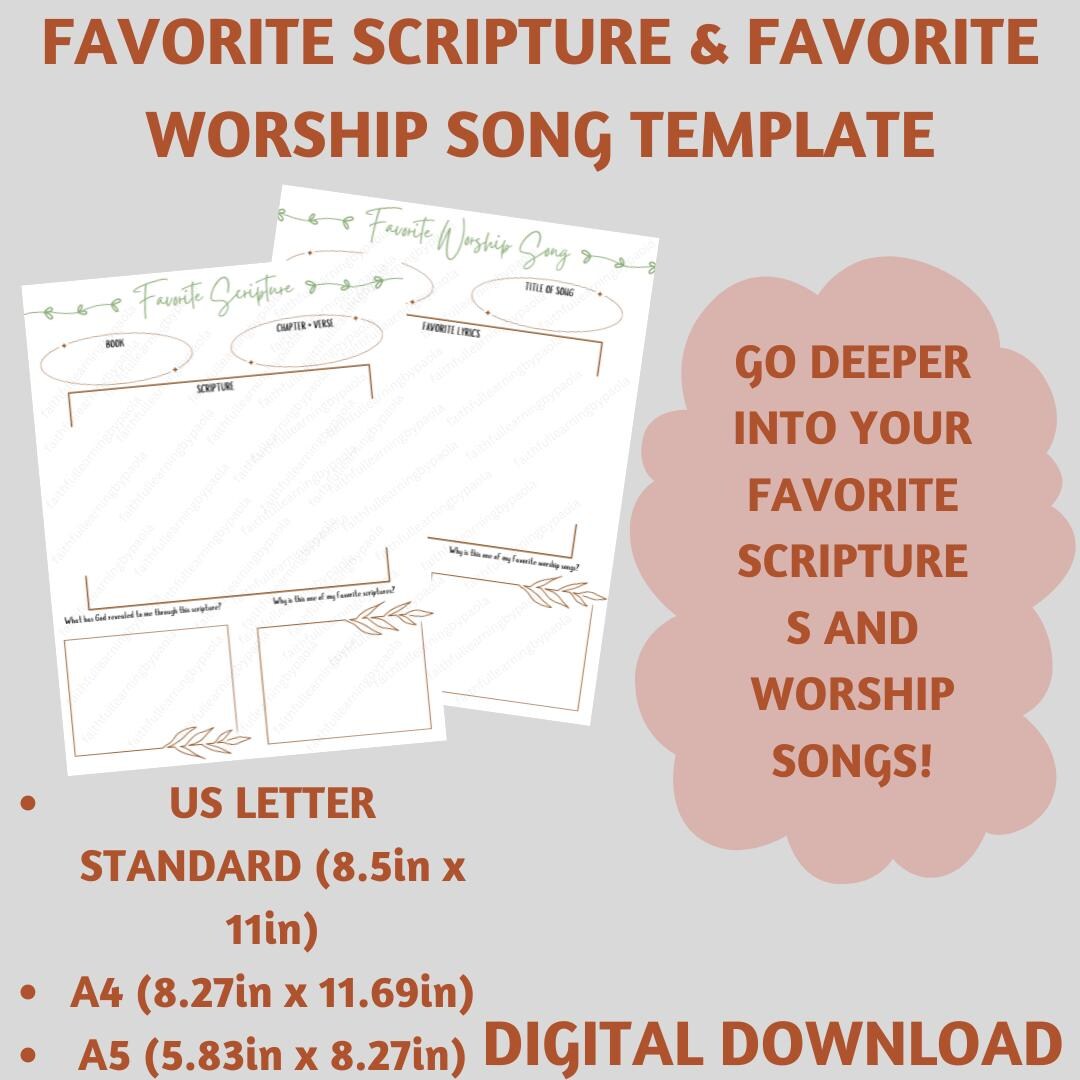 Favorite Scripture Template,bible Study Templates, Bible Study Guides ...