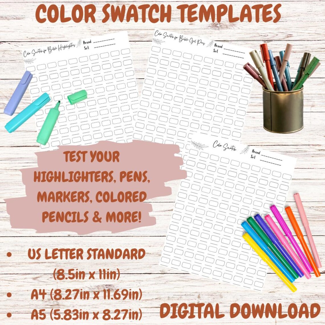 Color Swatch, Printable Color Swatch Chart, Color Swatch Chart Sheet ...