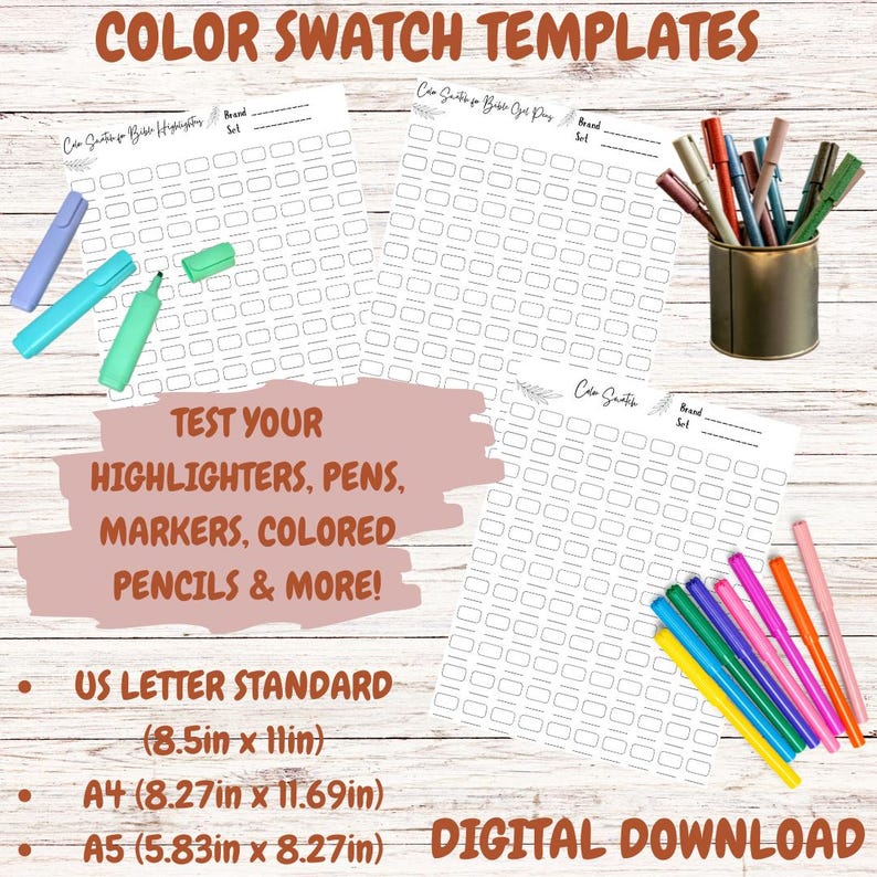 Color Swatch, Printable Color Swatch Chart, Color Swatch Chart Sheet ...