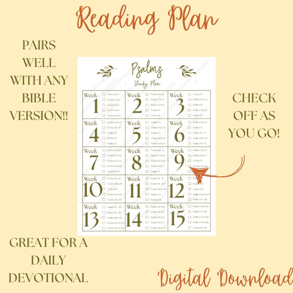 Psalms Reading Plan, Bible Reading Plan, Bible Study Guide, Printable ...