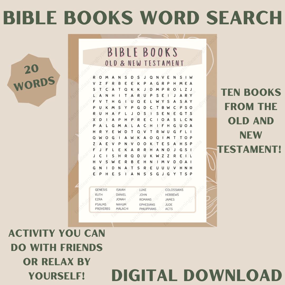 Bible Books Word Search, Digital Bible Word Search, Bible Activities ...