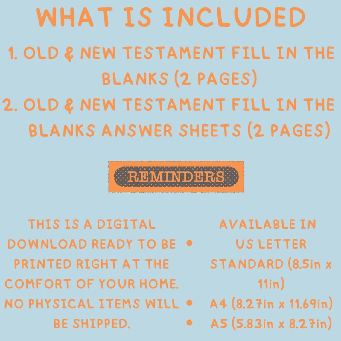 Children's Books of the Bible Fill in the Blanks, Kids Bible Activities ...