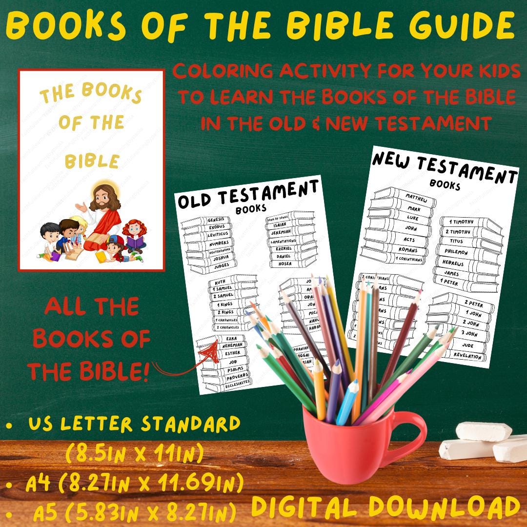 Books of the Bible Guide for Kids, Old and New Testament Coloring ...