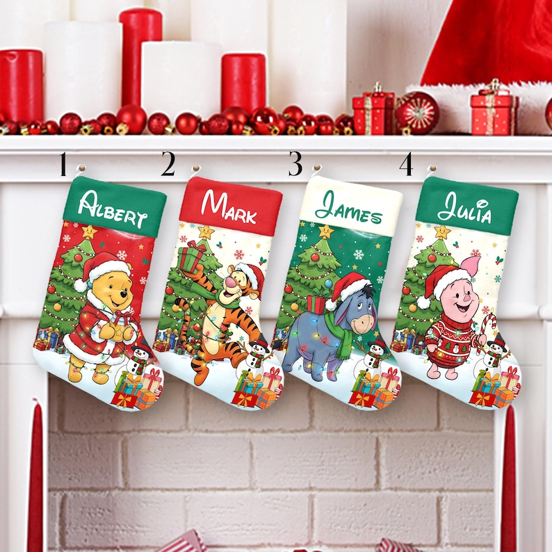 Personalized Winnie Pooh Christmas Stockings, Christmas Stockings With ...