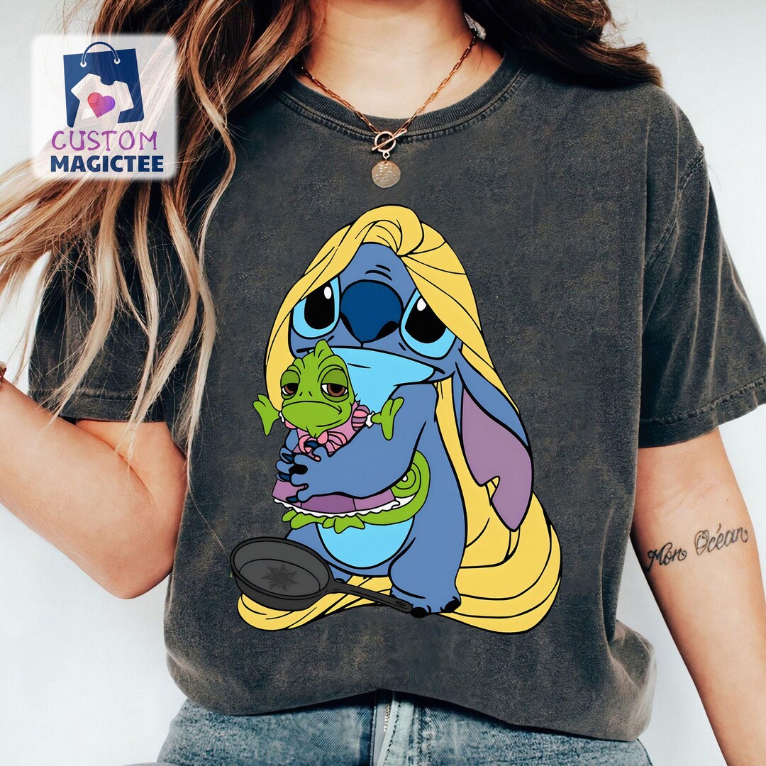 Disney Tangled Halloween Shirt, Stitch Rapunzel Costume Hug Pascal ...