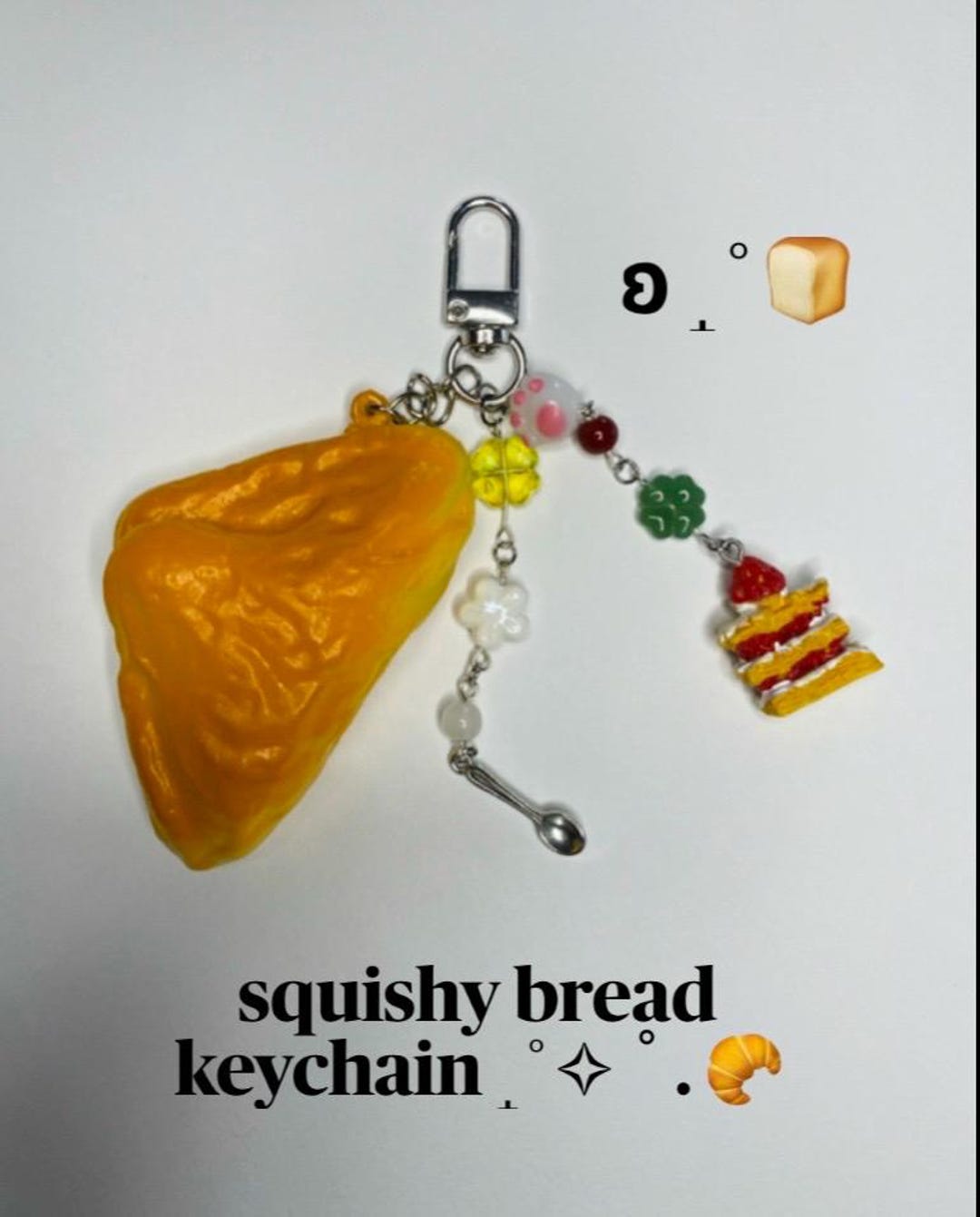 Handmade Squishy Bread Keychain , Accessory Keychain Japanese Gashapon ...