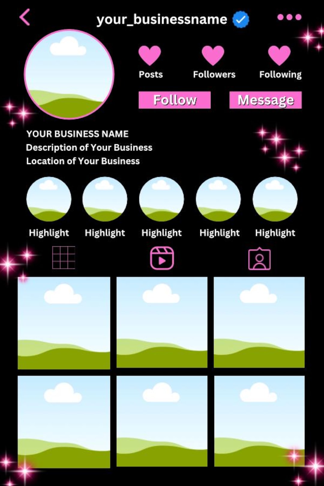 Instagram Profile Template: Editable Canva Layout for Business (digital ...