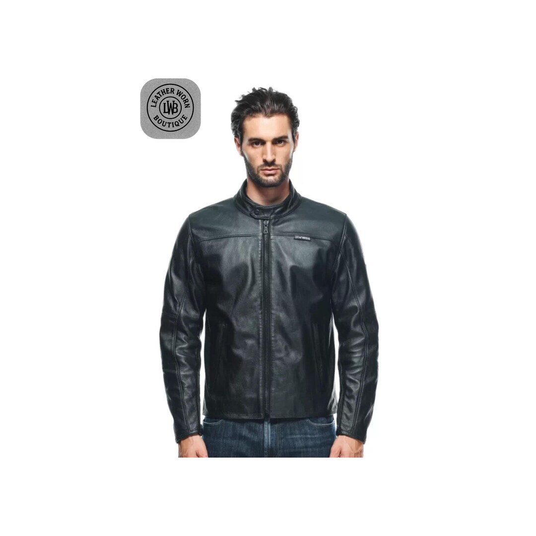 Timeless Black Leather Motorcycle Jacket. Minimalist Street Cruiser ...