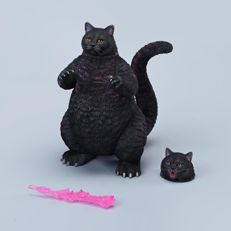 JXK Studio Design Handmade Catzilla Resin Sculpture Meowzilla Kaiju Cat ...