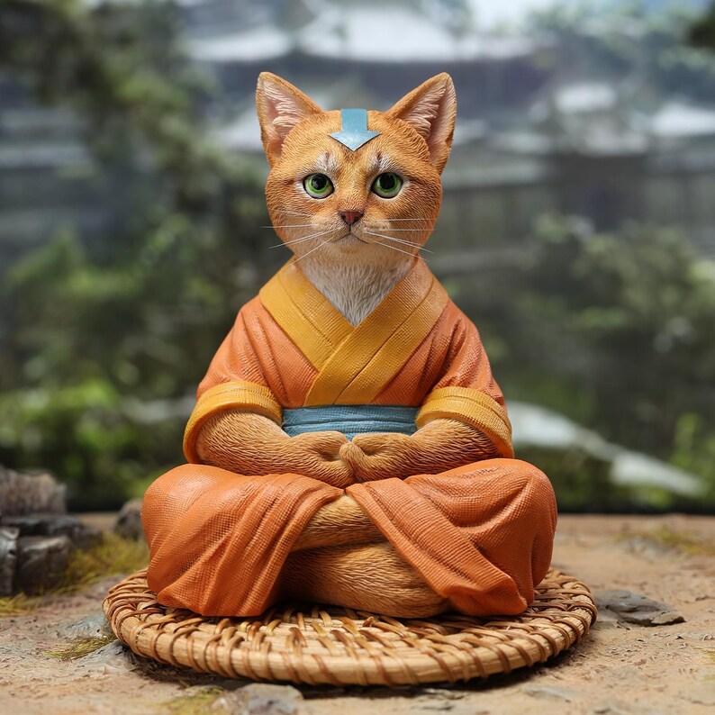 JXK Studio Zen Cat Statue | Handmade Resin Figurine, Gift for Cat ...