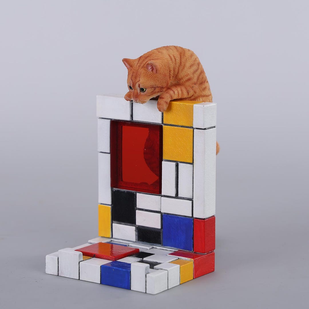 JXK Studio Custom Cat Statue, Hand-painted Resin Figurine, Mondrian ...