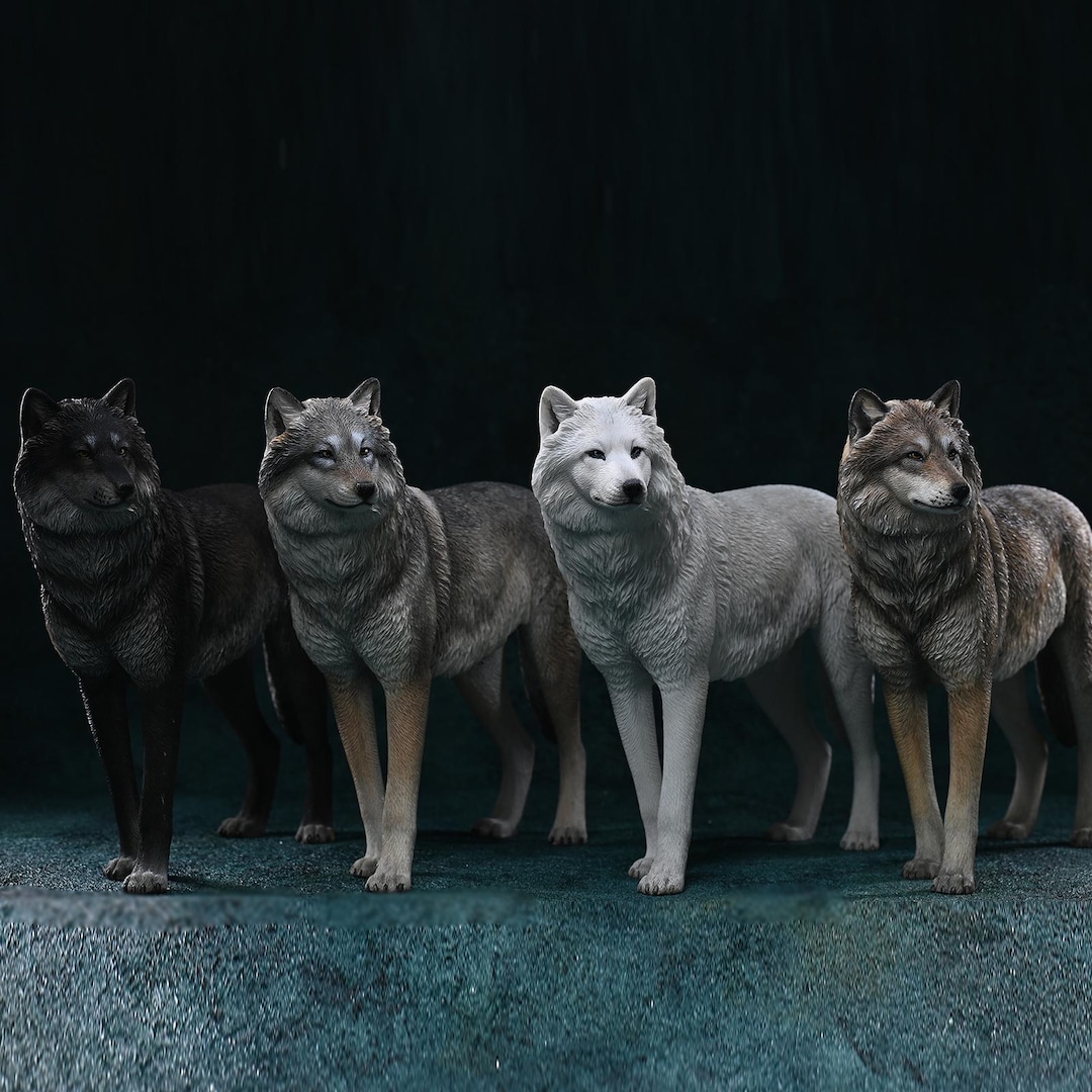 JXK Studio Handcrafted Resin Arctic Wolf Figurine – Wildlife Home Decor ...