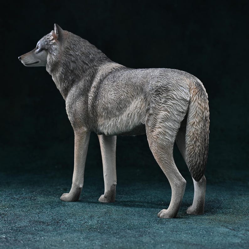 JXK Studio Handcrafted Resin Arctic Wolf Figurine – Wildlife Home Decor ...