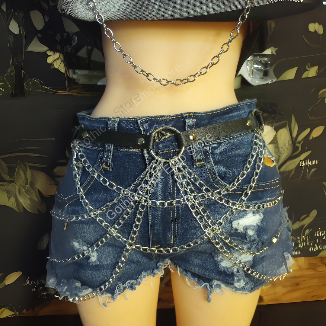 Cyberpunk Chain Belt: Rivet O Ring, Gothic Punk Emo Style - Etsy