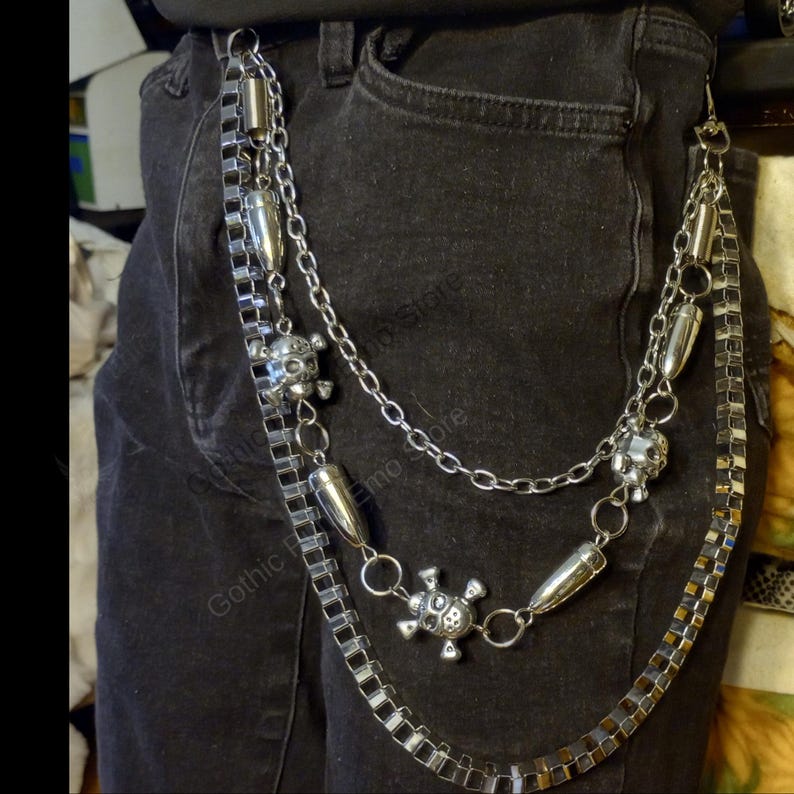 Spiked Skull Bullet Chain - Gothic Punk Wallet Pants Chain - Etsy