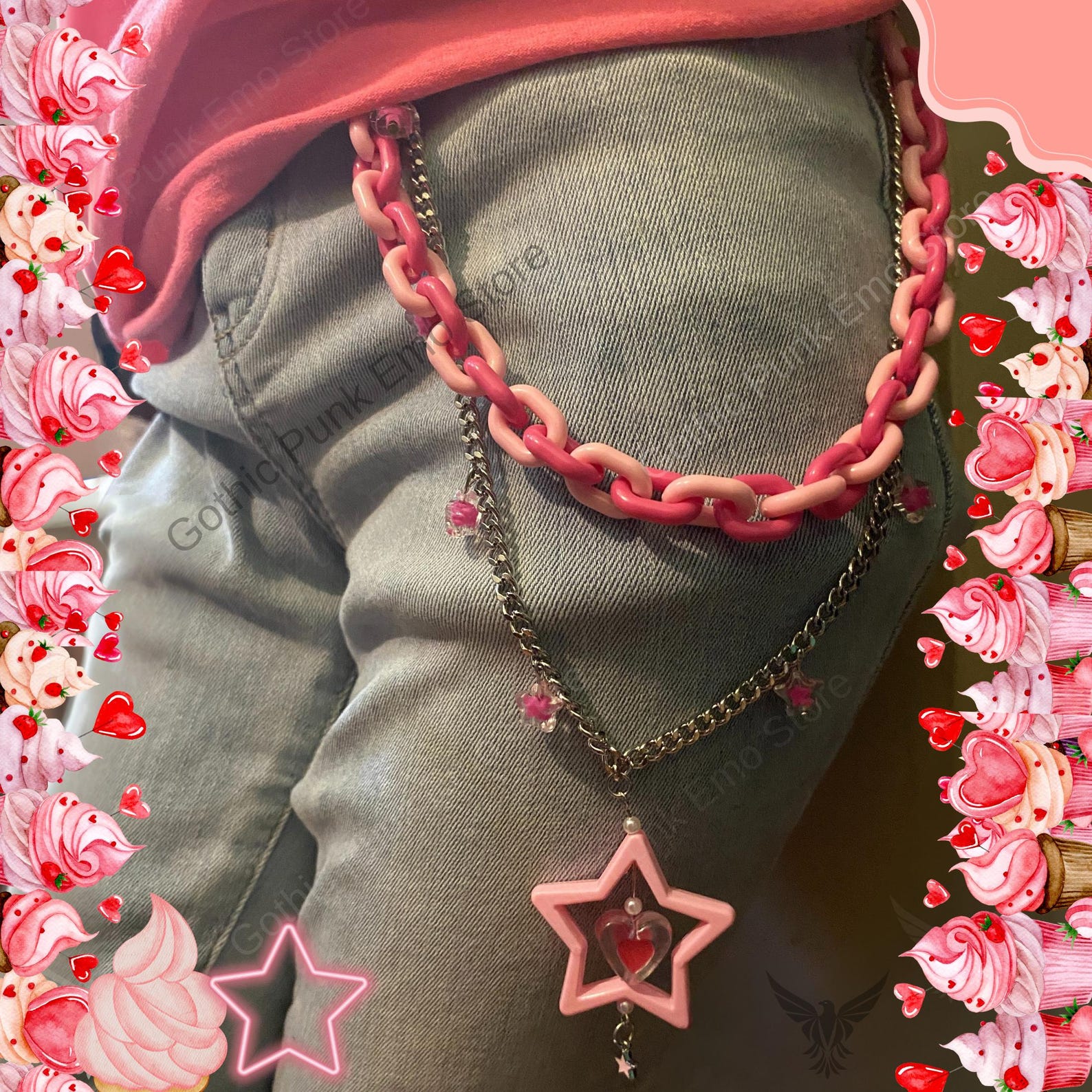 Kawaii Kandi Pants Chain: Pastel Goth Emo Rave Charm Necklace - Etsy