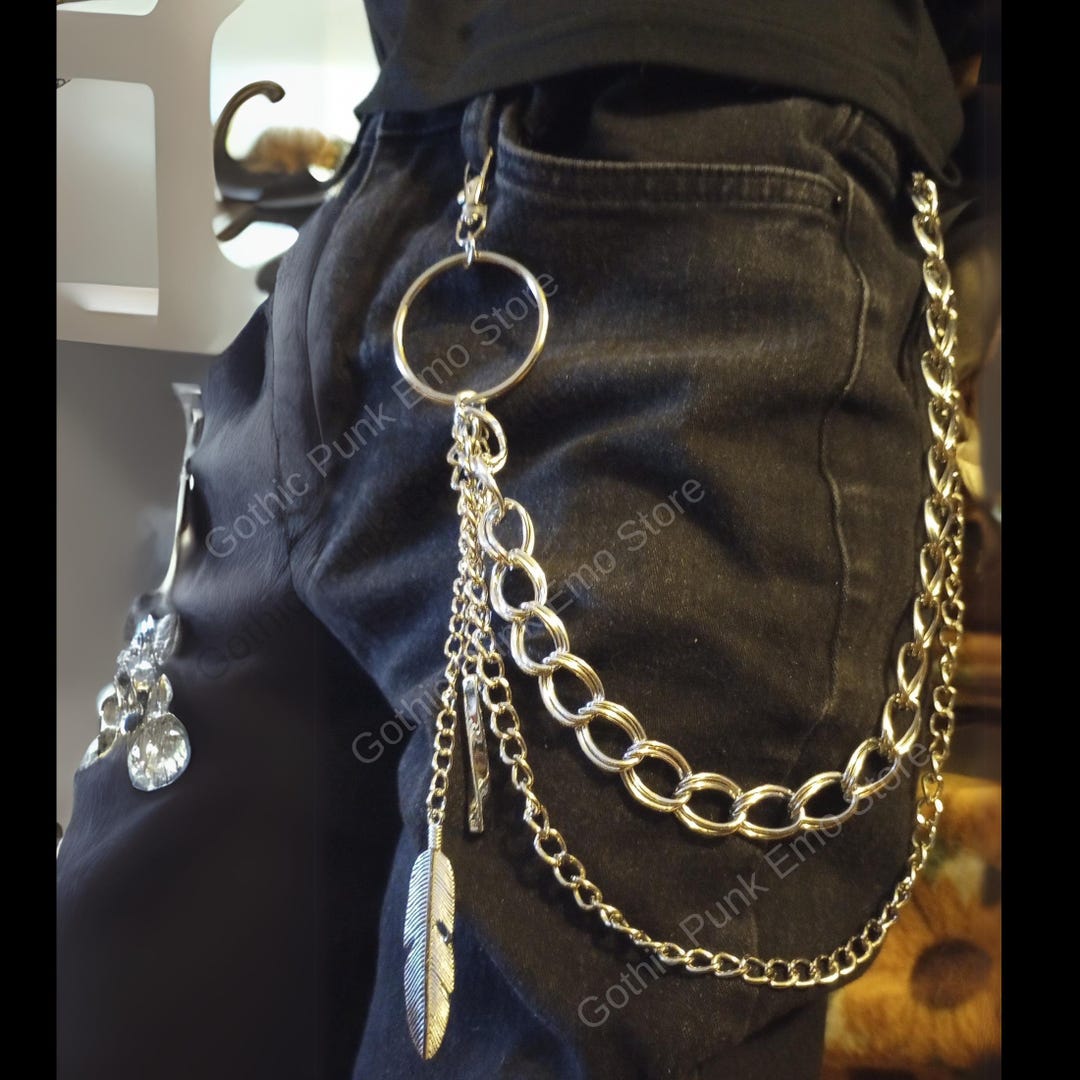 When We Were Young Pants Chain Emo O Ring Leaf Punk Rock Eboy Gothic ...