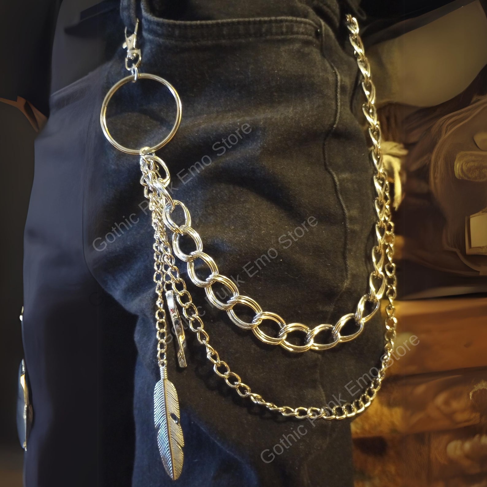 Pants Chain: Emo Punk Rock Leaf O-ring Gothic Cyberpunk Jewelry - Etsy