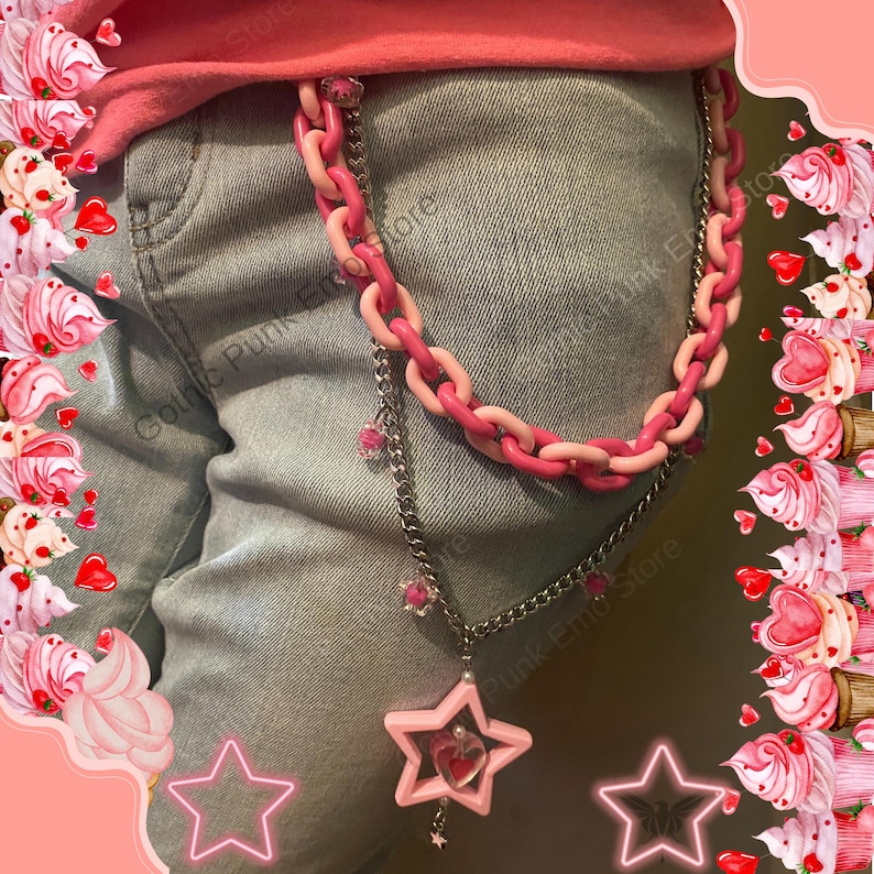 Kawaii Kandi Pants Chain: Pastel Goth Emo Rave Charm Necklace - Etsy