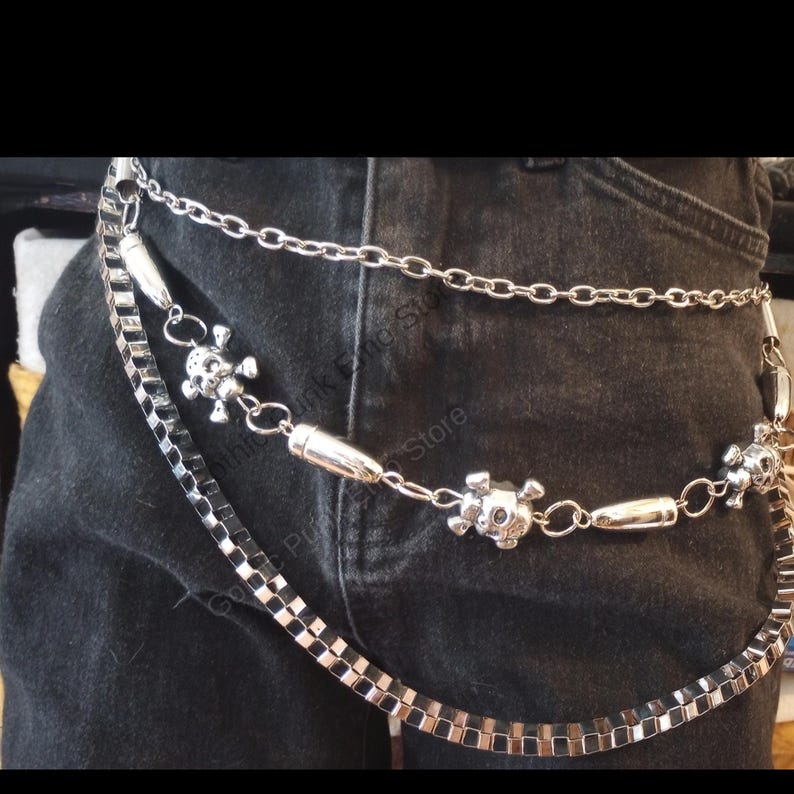 Spiked Skull Bullet Chain - Gothic Punk Wallet Pants Chain - Etsy