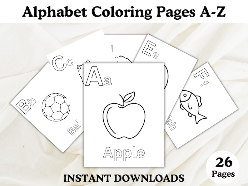 Alphabet Coloring Pages A-Z, Educational ABC Printable for Kids ...